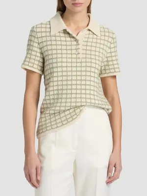 THE ELDER STATESMAN Ida Checked Cashmere Polo Sweater
