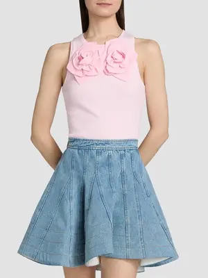 AKNVAS Camille Floral Appliqué Cotton Tank