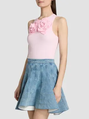 AKNVAS Camille Floral Appliqué Cotton Tank