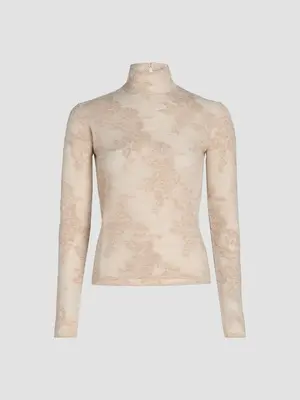 GANNI Flower Jacquard Mock Turtleneck Sweater