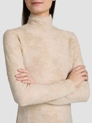 GANNI Flower Jacquard Mock Turtleneck Sweater