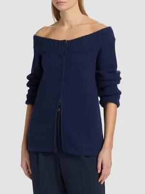 THE ELDER STATESMAN Rosie Cashmere Off-the-shoulder Cardigan