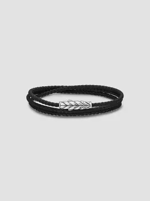 David Yurman Chevron Triple Wrap Bracelet - Black Silver