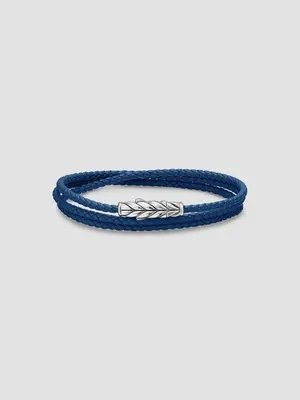 David Yurman Chevron Triple Wrap Bracelet - Blue Silver