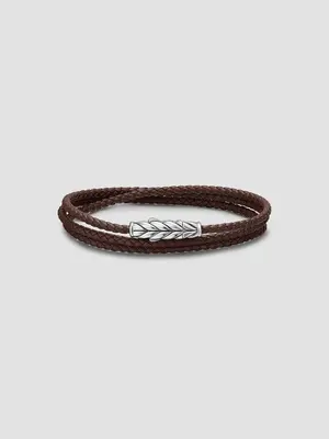 David Yurman Chevron Triple Wrap Bracelet - Brown Silver