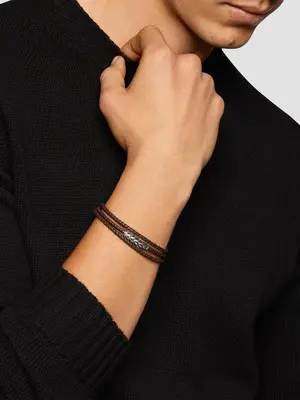 David Yurman Chevron Triple Wrap Bracelet - Brown Silver