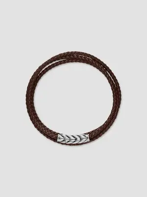 David Yurman Chevron Triple Wrap Bracelet - Brown Silver