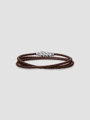 David Yurman Chevron Triple Wrap Bracelet - Brown Silver