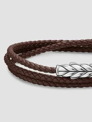 David Yurman Chevron Triple Wrap Bracelet - Brown Silver