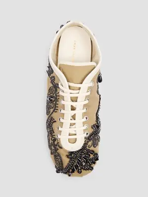 Dries Van Noten Beaded Cotton Canvas Low-top Sneakers