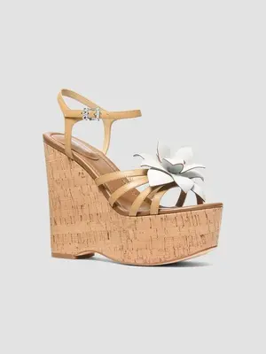 Michael Kors Jacie 130mm Leather Platform Wedge Sandals