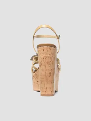 Michael Kors Jacie 130mm Leather Platform Wedge Sandals