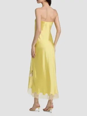Cami Nyc Alexandria Strapless Lace-trimmed Satin Midi-dress