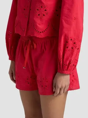 Cami Nyc Jorni Mid-rise Cotton Eyelet Shorts