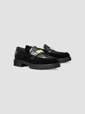 Tory Burch Leelee Croc-embossed Leather Loafers