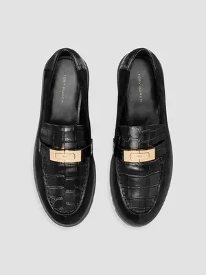 Tory Burch Leelee Croc-embossed Leather Loafers