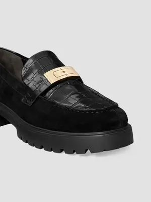 Tory Burch Leelee Croc-embossed Leather Loafers