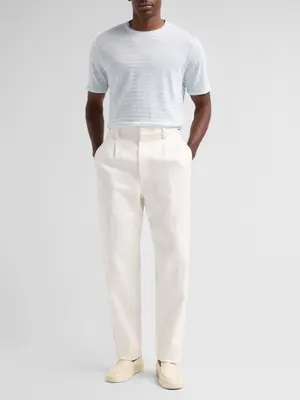 SAKS FIFTH AVENUE Striped Linen-blend Crewneck T-shirt