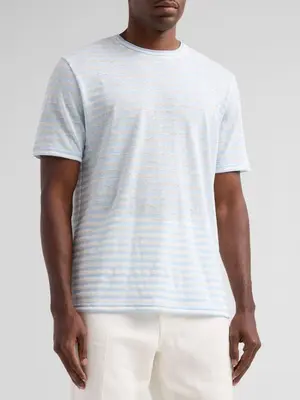 SAKS FIFTH AVENUE Striped Linen-blend Crewneck T-shirt