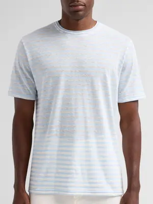 SAKS FIFTH AVENUE Striped Linen-blend Crewneck T-shirt