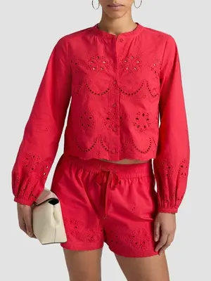 Cami Nyc Kalena Cotton Eyelet Crop Blouse