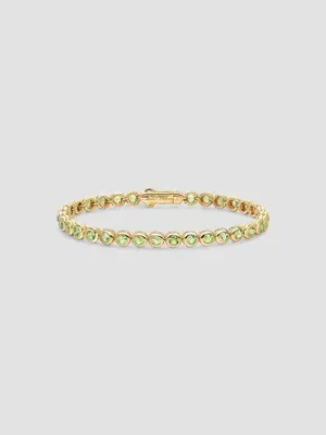 David Yurman Bezel Set Tennis Bracelet In 18k Yellow Gold - Peridot