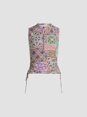 Johnny Was Print Drawstring Surf Shirt - Lanthe