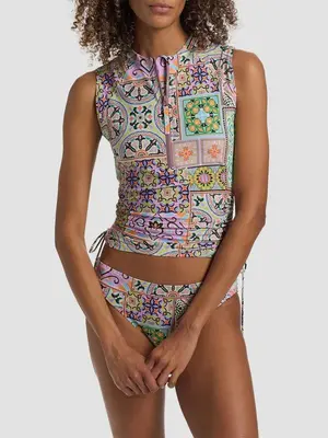 Johnny Was Print Drawstring Surf Shirt