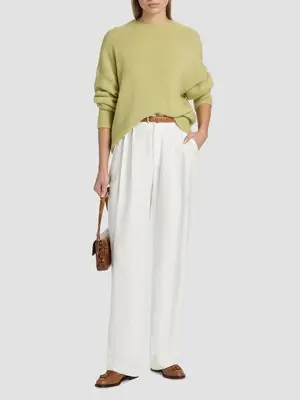 THE ELDER STATESMAN Nimbus Calla Cashmere-cotton Crewneck Sweater