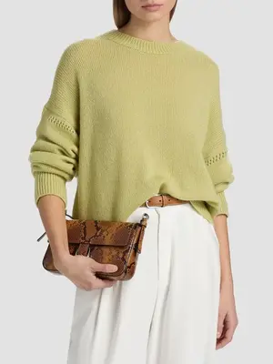 THE ELDER STATESMAN Nimbus Calla Cashmere-cotton Crewneck Sweater