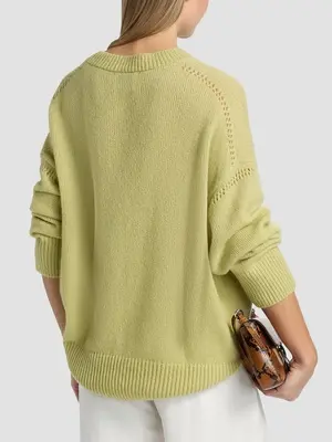 THE ELDER STATESMAN Nimbus Calla Cashmere-cotton Crewneck Sweater