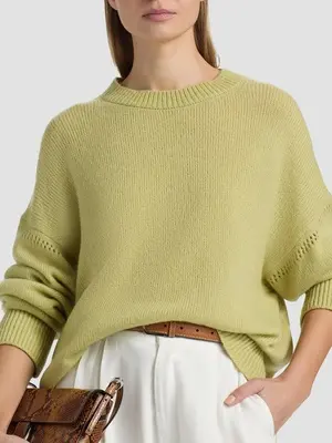 THE ELDER STATESMAN Nimbus Calla Cashmere-cotton Crewneck Sweater