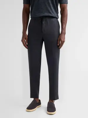 SAKS FIFTH AVENUE Collection Drawstring Linen-blend Pants - Black