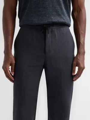 SAKS FIFTH AVENUE Collection Drawstring Linen-blend Pants - Black