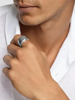 David Yurman Chevron Signet Ring In Sterling 18mm