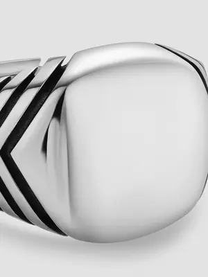 David Yurman Chevron Signet Ring In Sterling 18mm
