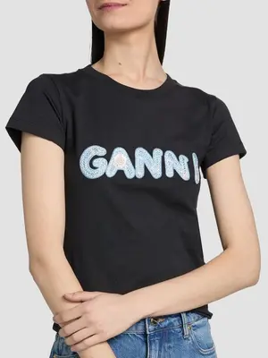 GANNI Basic Cotton Jersey Logo Baby T-shirt