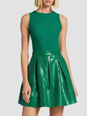 Alice + Olivia Chara Croc-embossed Minidress
