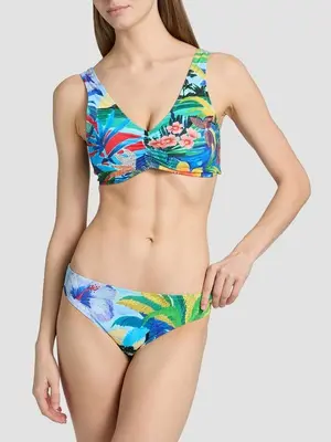 Johnny Was Ruched Printed Bikini Top