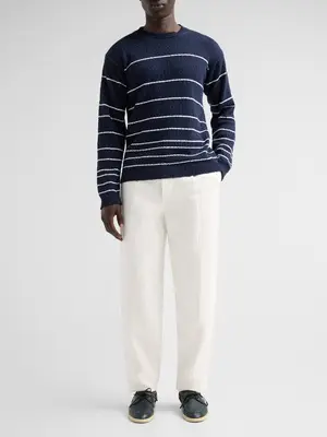 SAKS FIFTH AVENUE Striped Bouclé Crewneck Sweater
