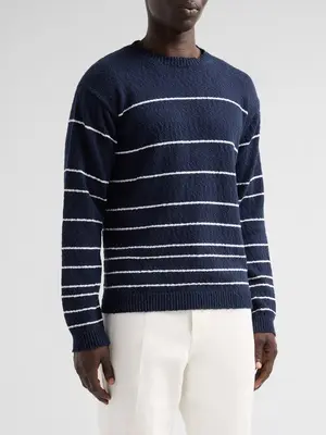 SAKS FIFTH AVENUE Striped Bouclé Crewneck Sweater