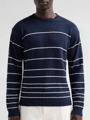 SAKS FIFTH AVENUE Striped Bouclé Crewneck Sweater