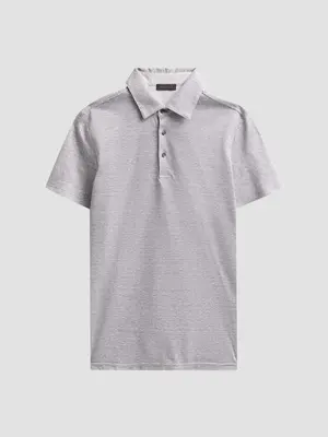 SAKS FIFTH AVENUE Heathered Linen-cotton Piqué Polo Shirt - Grey