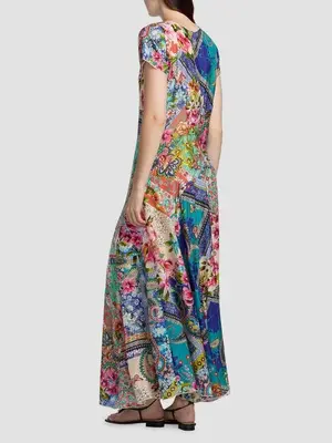 Johnny Was Patchwork Silk Maxi Dress