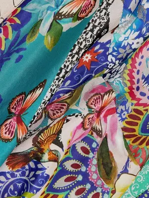 Johnny Was Patchwork Silk Maxi Dress