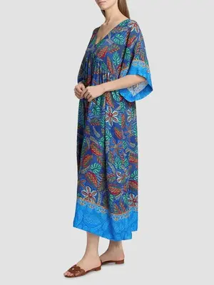 Johnny Was Printed Caftan Maxi Dress