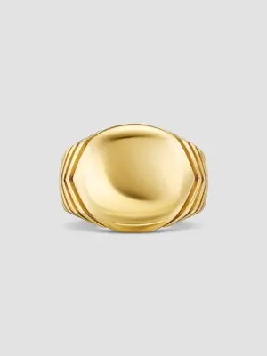 David Yurman Chevron Signet Ring In 18k Yellow 18mm