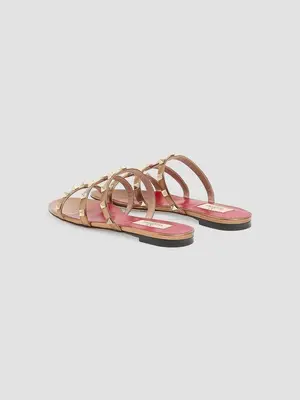 Valentino Garavani Rockstud Laminated Nappa Slide Sandals