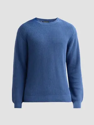 SAKS FIFTH AVENUE Gart Dyed Double Seed Rib-knit Crewneck Sweater - Navy