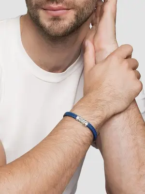 David Yurman Chevron Rubber Bracelet - Blue